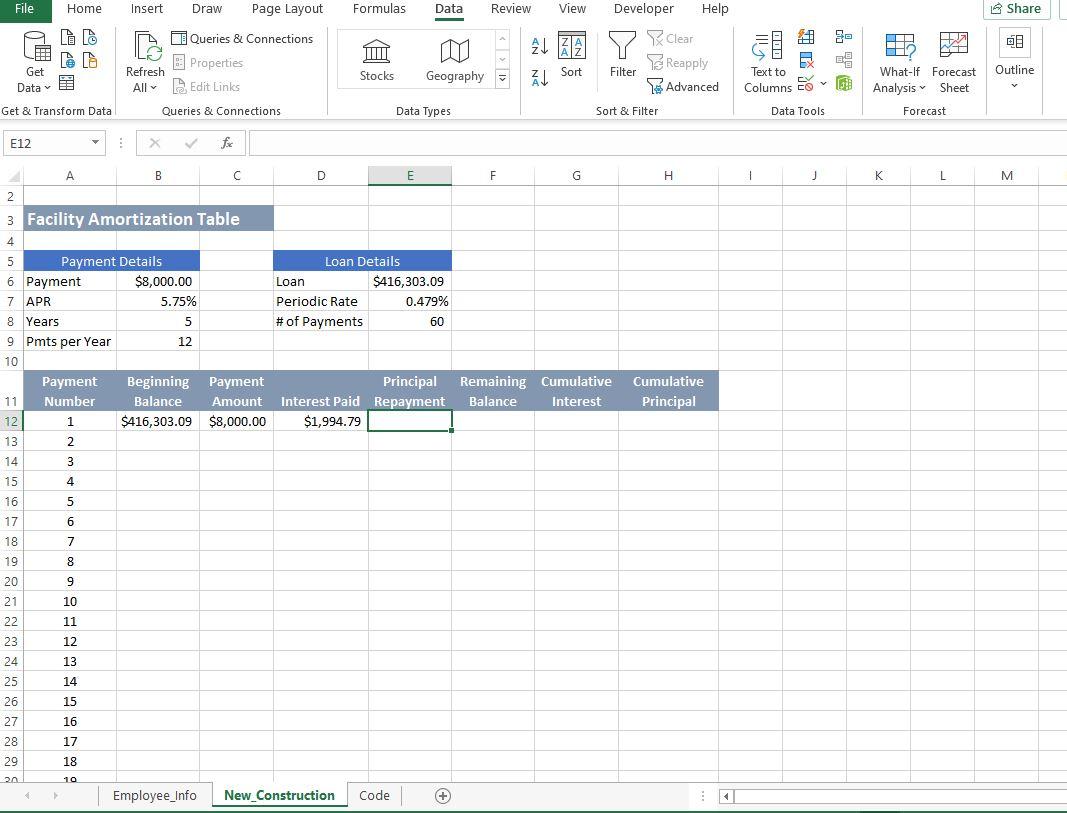 Solved 25 Enter A Formula In Cell E12 Based On The Payment 