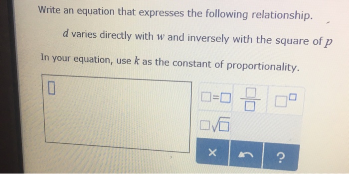 Solved Write An Equation That Expresses The Following