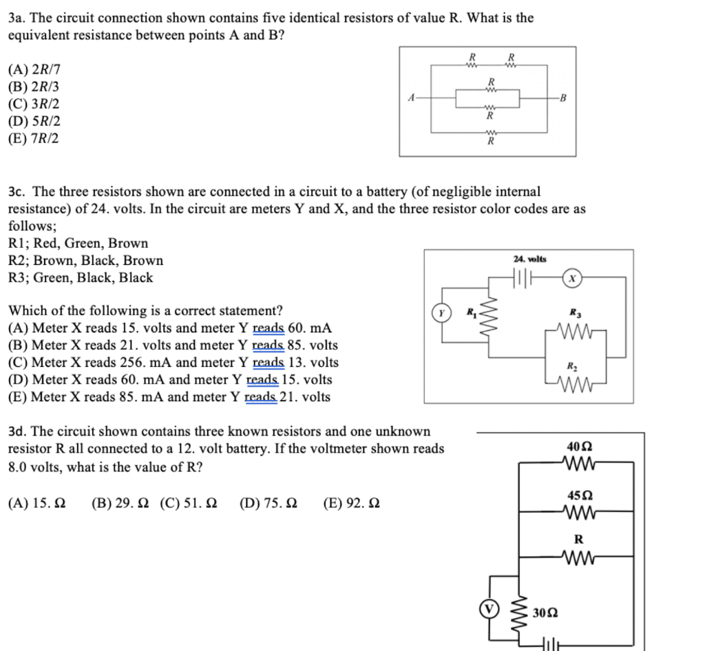 Solved 3a. The circuit connection shown contains five | Chegg.com