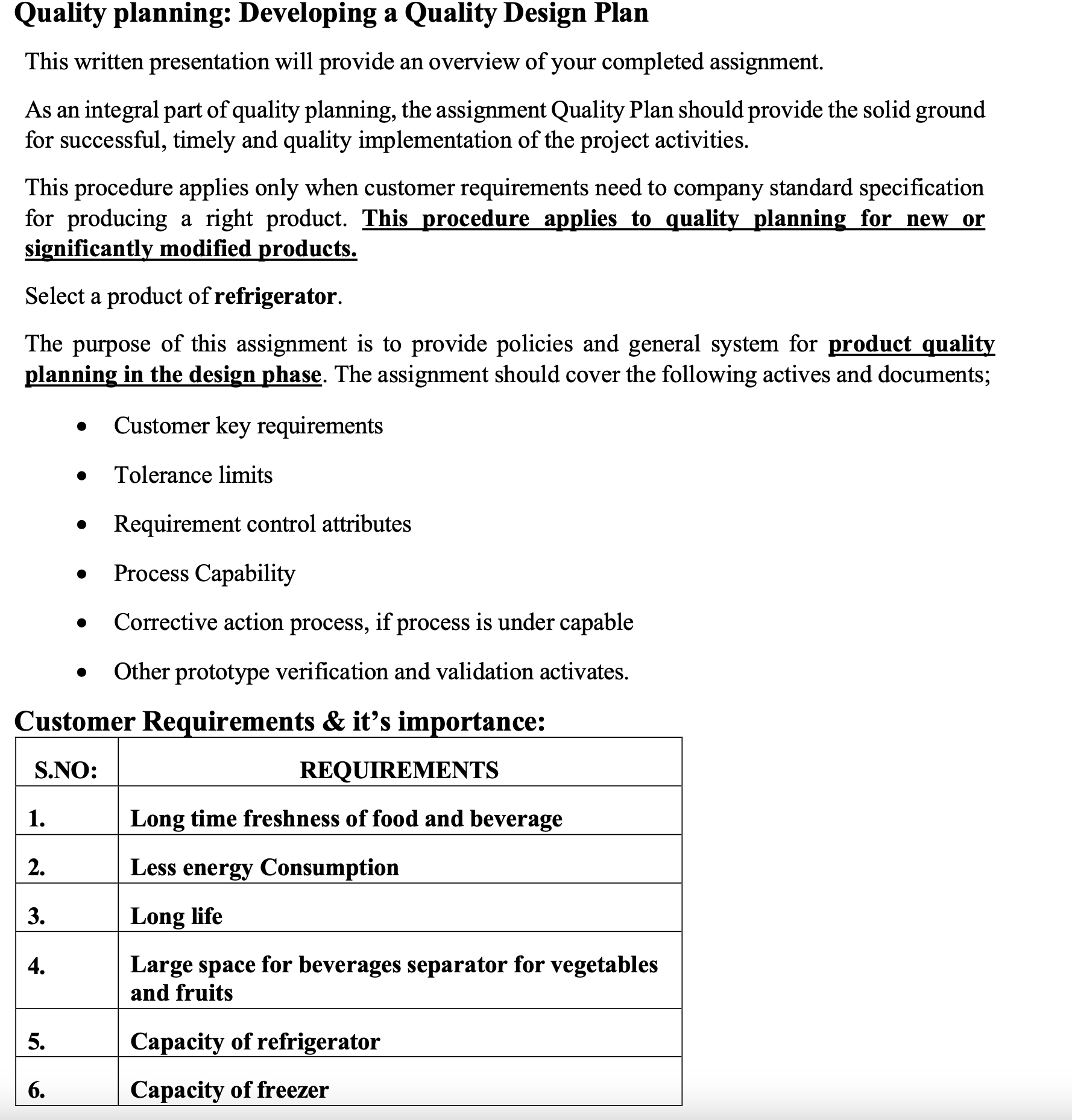 Solved Quality planning: Developing a Quality Design Plan | Chegg.com