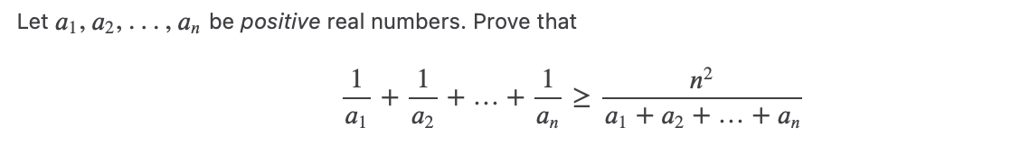 Solved Let a1,a2,…,an be positive real numbers. Prove that | Chegg.com