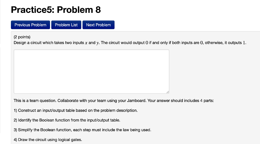 Solved (2 points) Design a circuit which takes two inputs x | Chegg.com