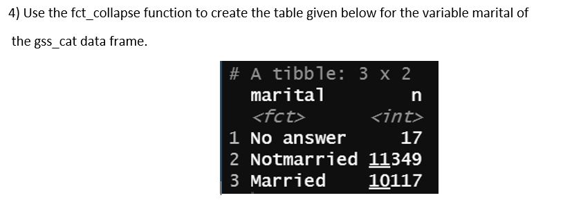 Solved Use the fct_collapse function to create the table | Chegg.com