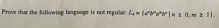 Solved Prove that the following language is not regular: | Chegg.com