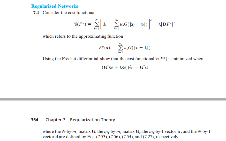 Regularized Networks 7.4 Consider the cost functional | Chegg.com