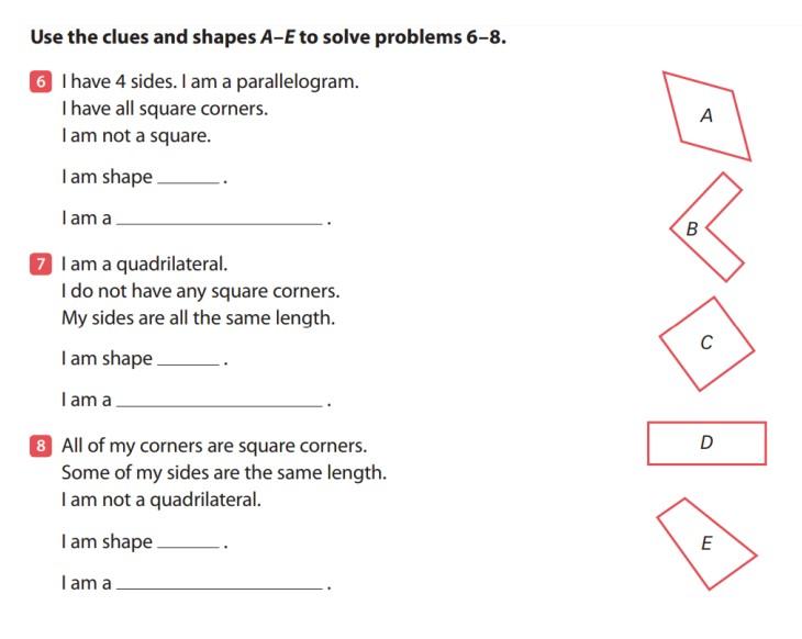 Solved Use the clues and shapes A−E to solve problems 6−8. I | Chegg.com