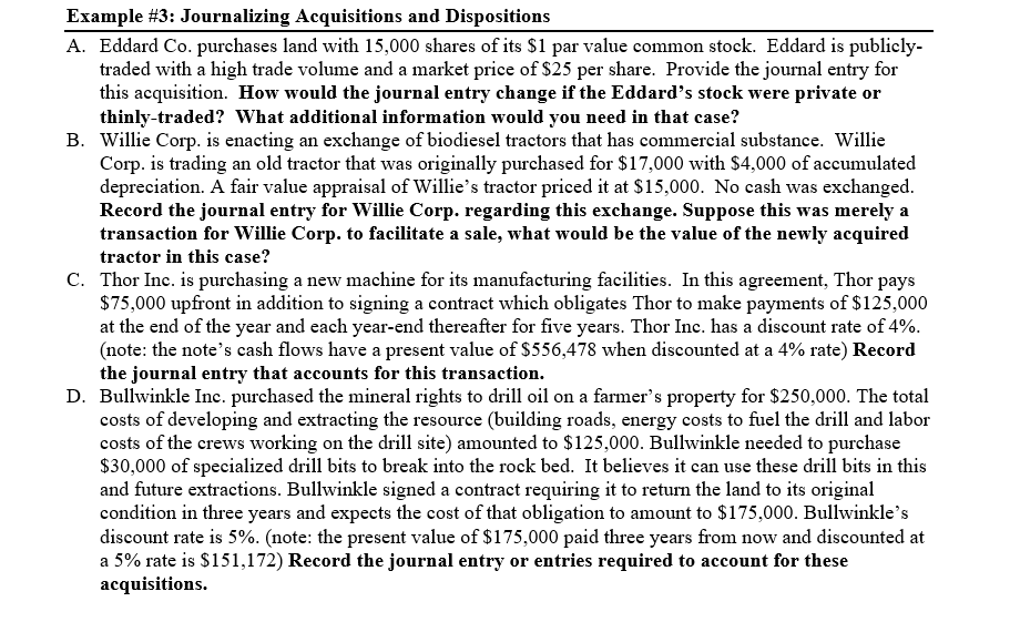 Solved Example #3: Journalizing Acquisitions and | Chegg.com