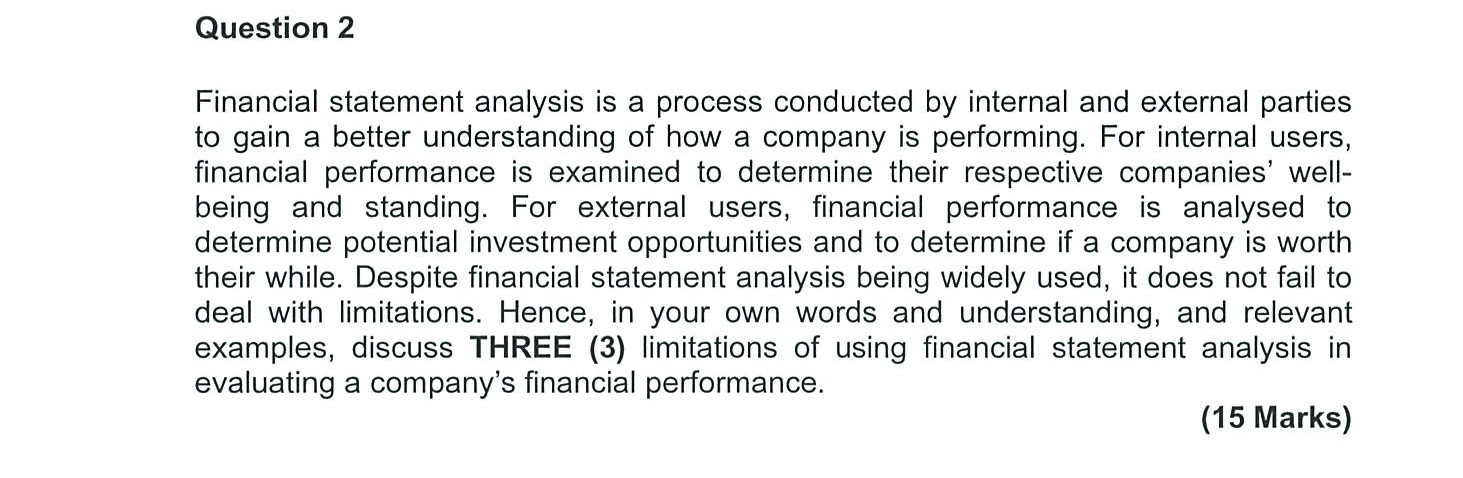 Solved Financial statement analysis is a process conducted | Chegg.com
