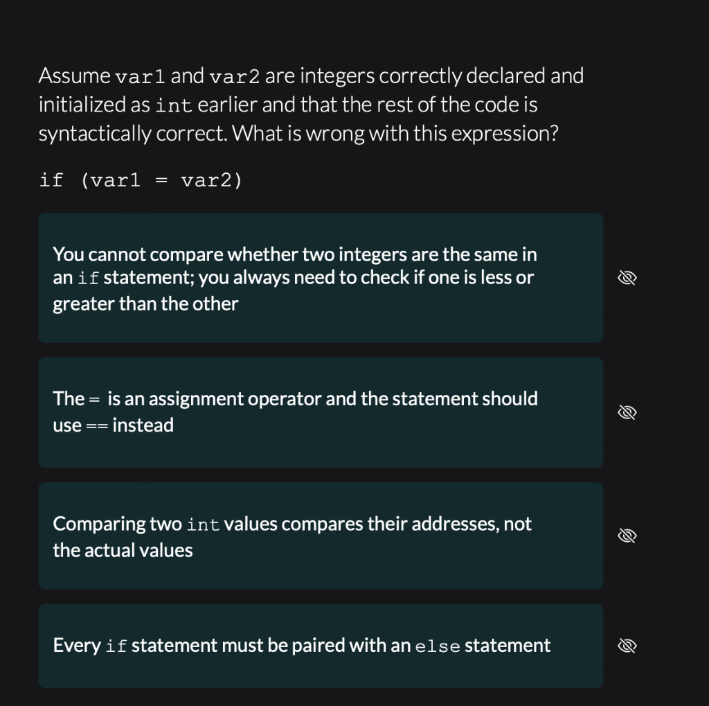 Solved Assume var 1 and var 2 are integers correctly | Chegg.com