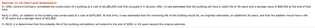 Solved Exercise 11-12 (Part Level Submission) In 1990, | Chegg.com