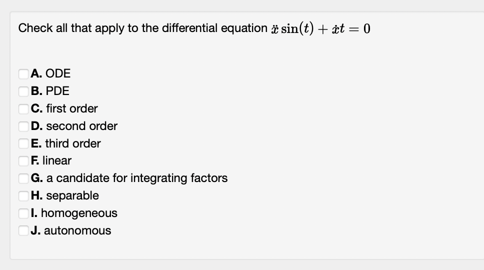 Solved Check all that apply to the differential equation ö | Chegg.com