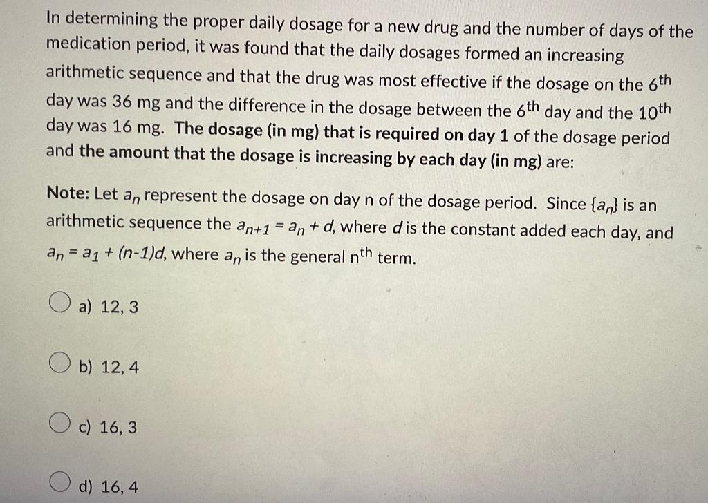 Solved In determining the proper daily dosage for a new drug | Chegg.com