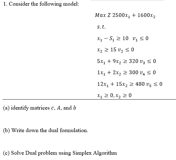 Solved 1. Consider the following model: MaxZ2500x1+1600x2 | Chegg.com