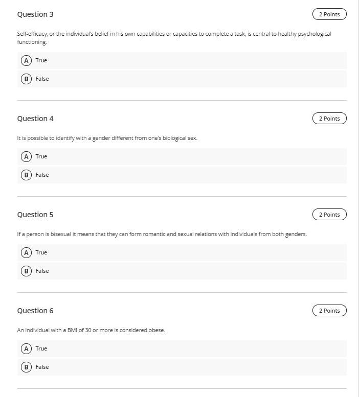 Solved Question 3 2 Points Self-efficacy, or the | Chegg.com