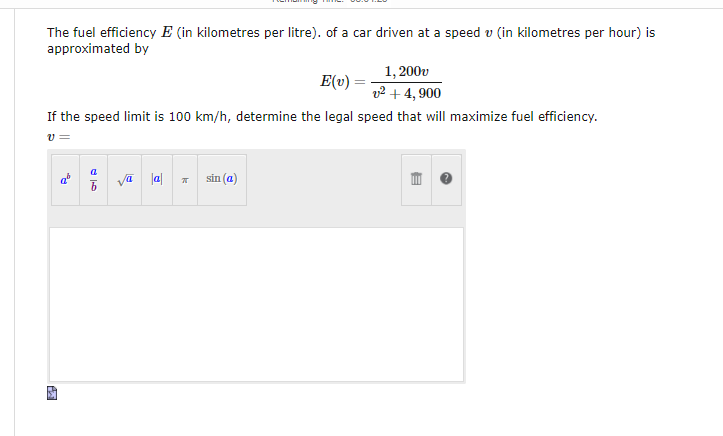 Solved The fuel efficiency E (in kilometres per litre). of a | Chegg.com