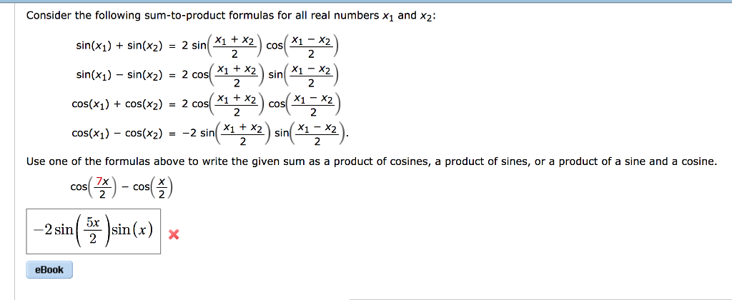 Solved Consider the following sum-to-product formulas for | Chegg.com