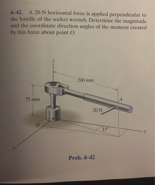 Solved A 20-N horizontal force is applied perpendicular to | Chegg.com