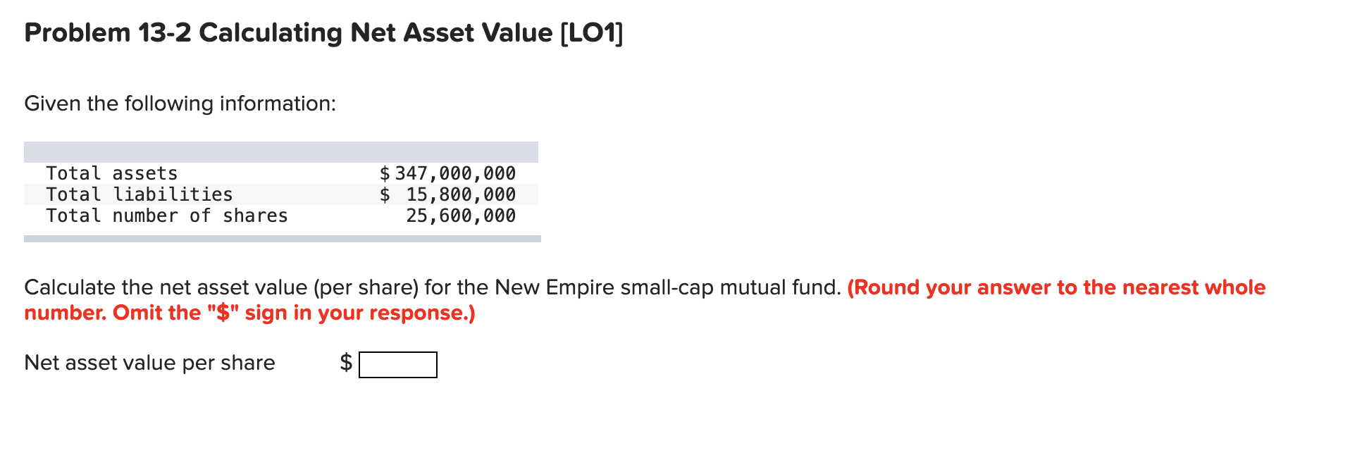 Solved Problem 13-2 ﻿Calculating Net Asset Value [LO1]Given | Chegg.com
