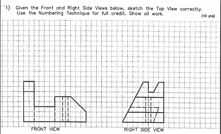 Solved 1) Given the front and Right Side Views below, sketch | Chegg.com