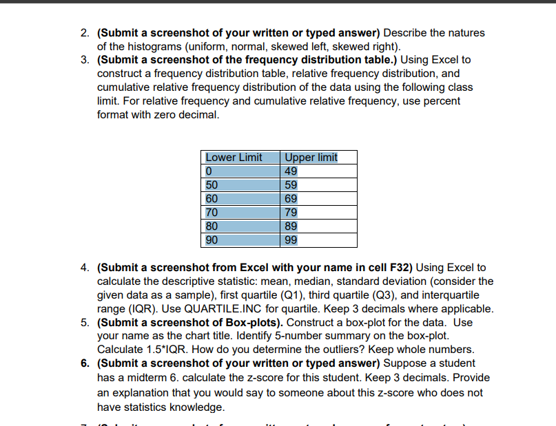 1. (Submit a screenshot of the histogram) Create a | Chegg.com