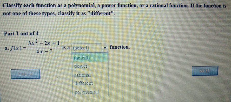 Solved Classify each function as a polynomial, a power | Chegg.com