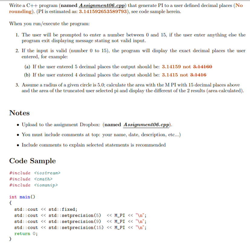 Solved Write a C+ program (named Assignment06.cpp) that | Chegg.com