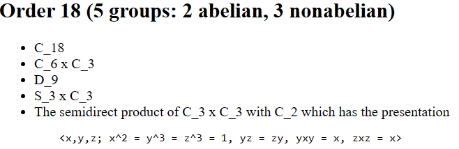 Create a Cayley Table for groups of order 18 ﻿in | Chegg.com