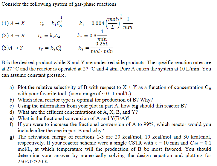Consider the following system of gas-phase reactions | Chegg.com