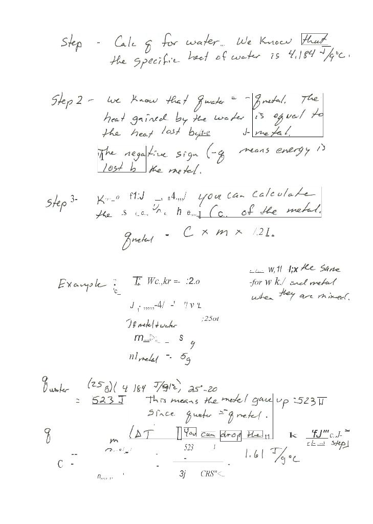 Enthalpy and Specific Heat EXPERIMENT 1: | Chegg.com
