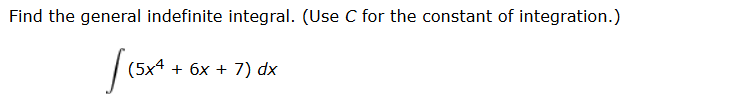 High Quality SOLUTION C ﻿for the constant of ﻿integration.∫﻿﻿(5x4+6x+7)dx | Chegg.com