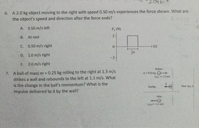 Solved A 2 0 Kg Object Moving To The Right With Speed 0 50
