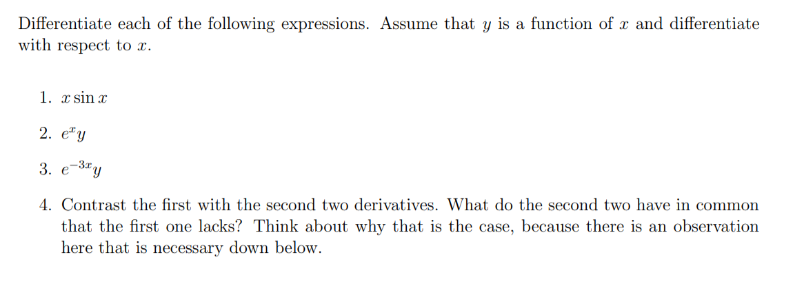 Solved Differentiate each of the following expressions. | Chegg.com