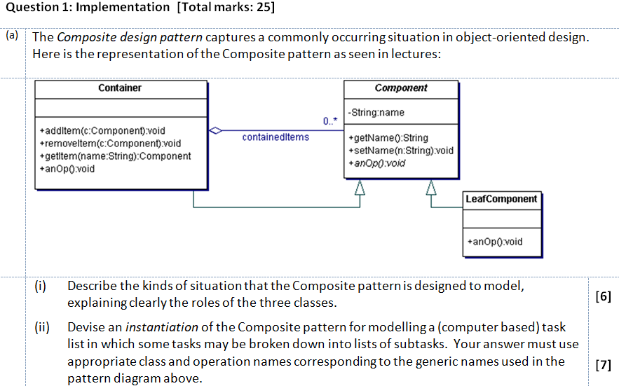 Solved Question 1: Implementation [Total marks: 25] (a) The | Chegg.com