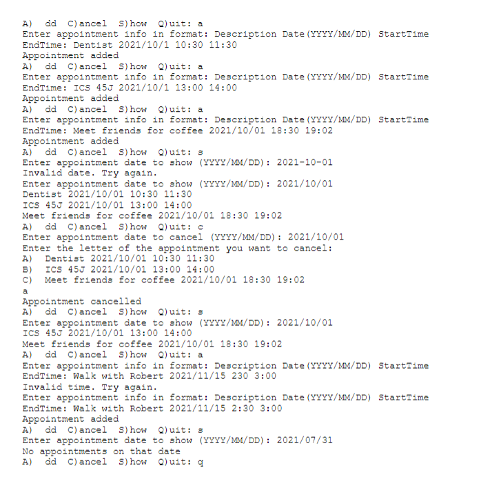 Solved Problems 6-10: AppointmentsWrite a program to design | Chegg.com