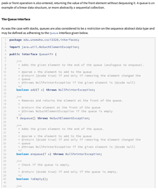 Solved Queue use java please use interface as | Chegg.com