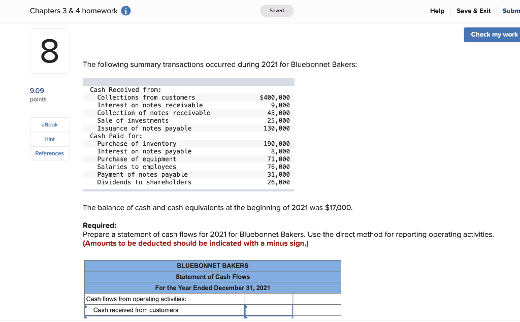 Solved Chapters 3 & 4 homework ( Saved Help Save & Exit Subm | Chegg.com