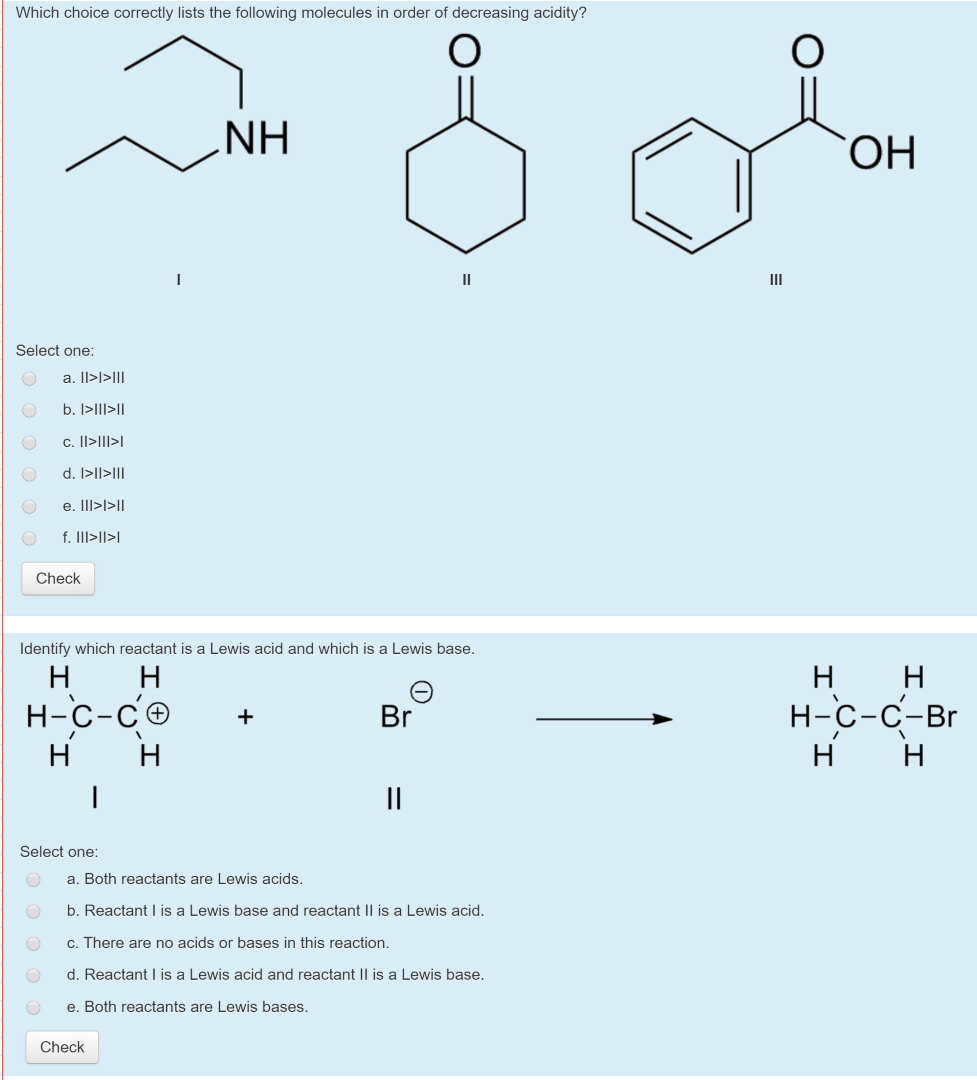 Solved Which choice correctly lists the following molecules | Chegg.com