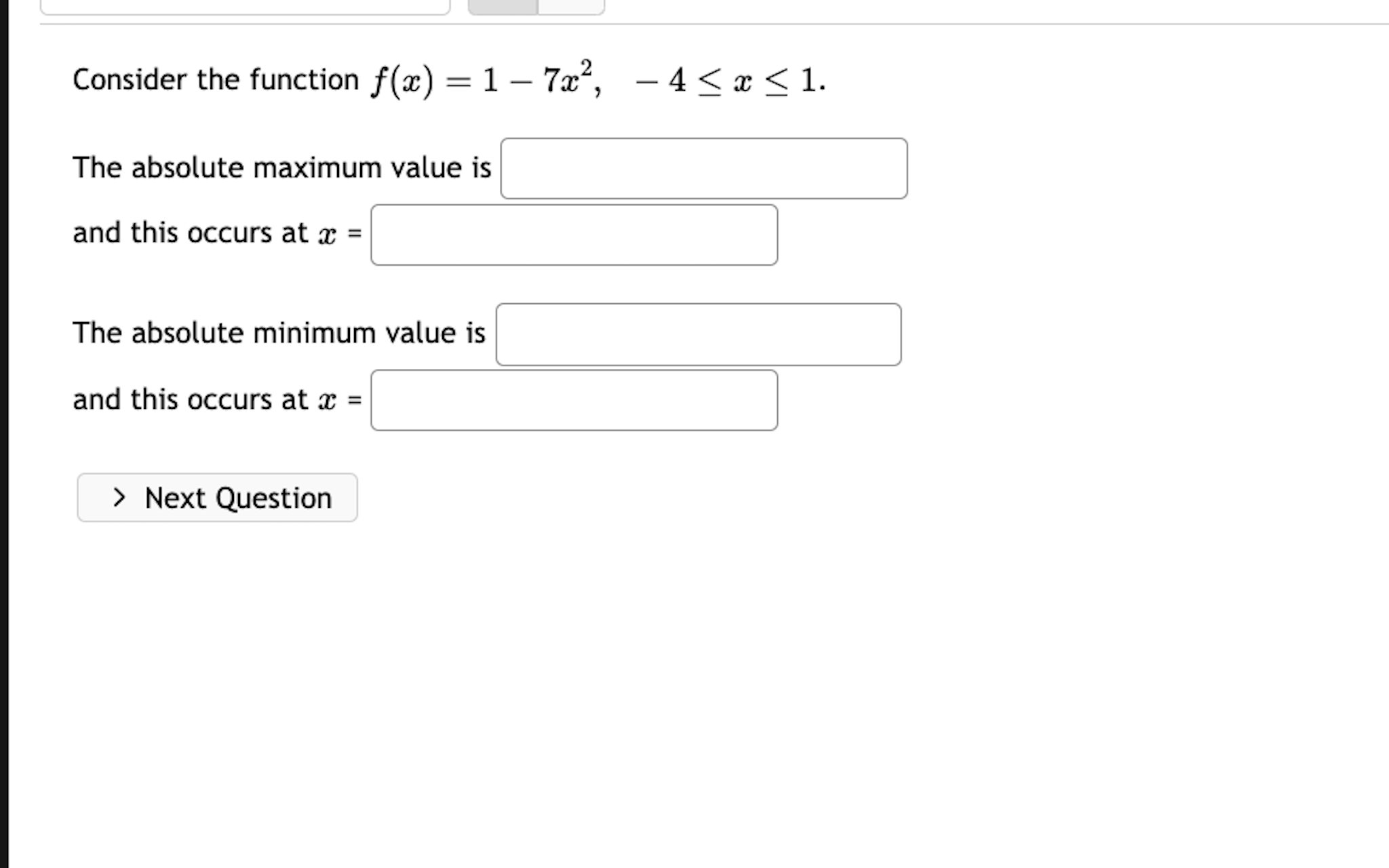 Solved Consider the function f(x)=1−7x2,−4≤x≤1. The absolute | Chegg.com