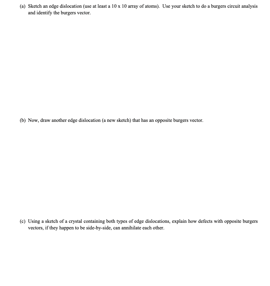 Solved (a) Sketch an edge dislocation (use at least a 10×10 | Chegg.com