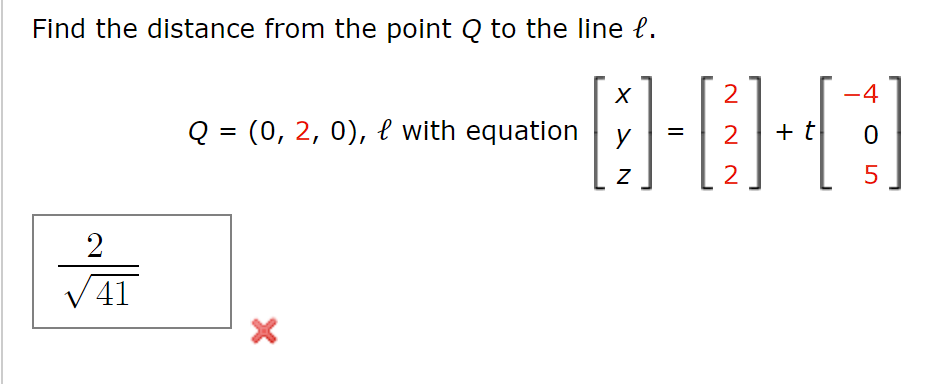 Solved Find the distance from the point Q to the line ℓ. | Chegg.com