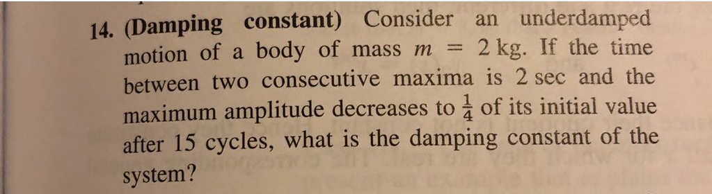 Solved 14. (Damping constant) Consider an underdamped motion | Chegg.com