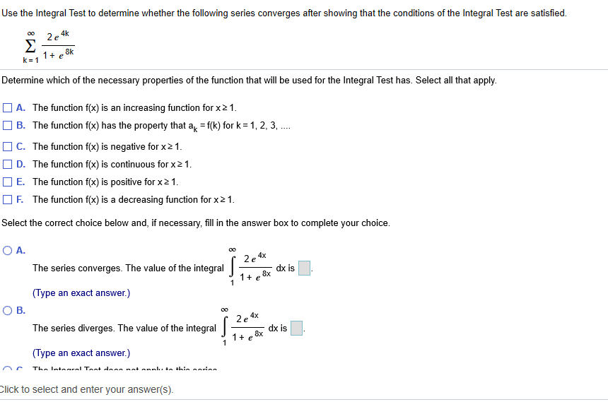 Solved Use the Integral Test to determine whether the | Chegg.com