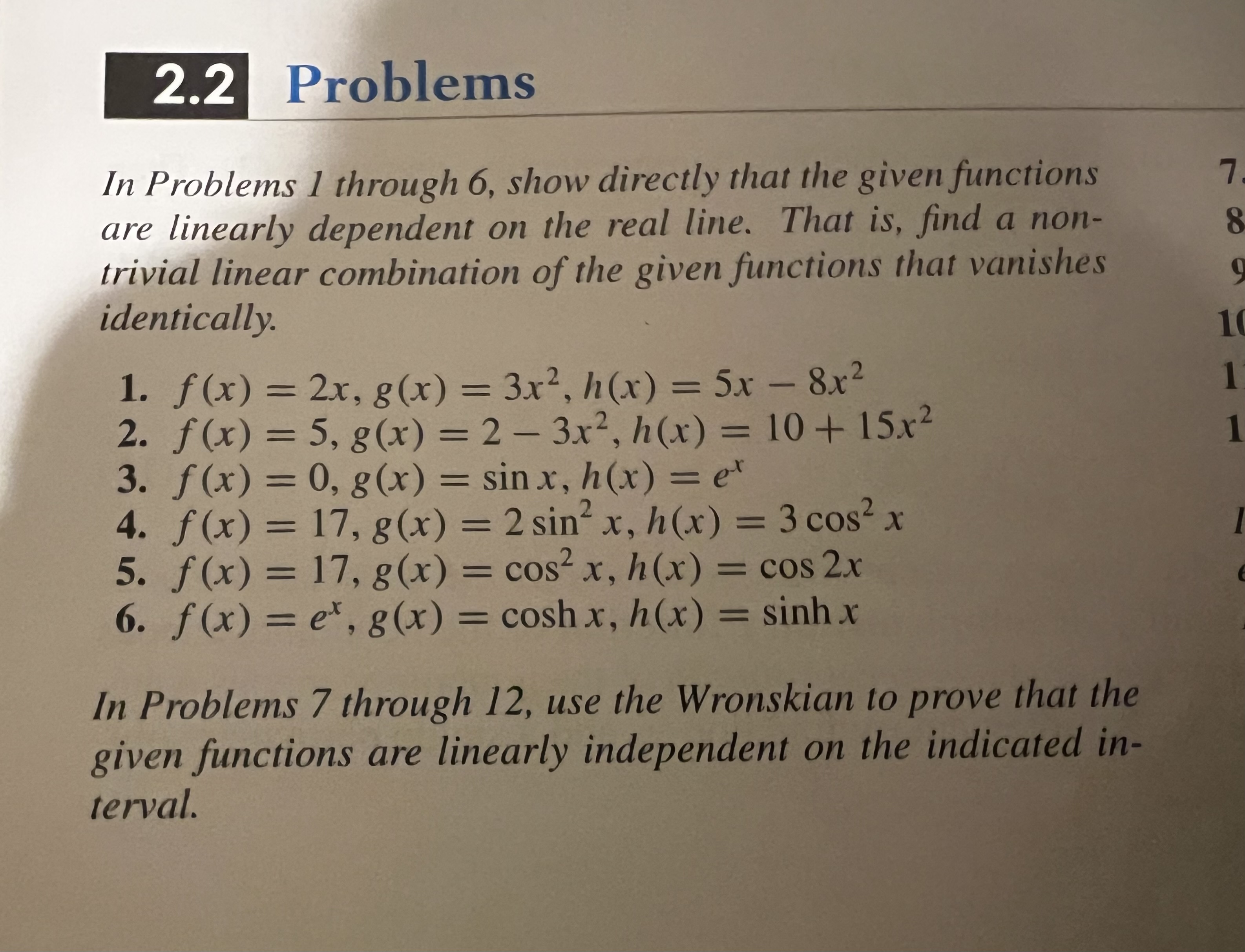 Solved In Problems 1 through 6, show directly that the given | Chegg.com