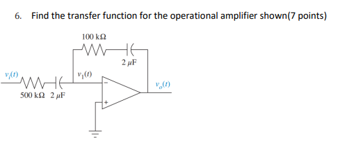 Solved Find the transfer function for the operational | Chegg.com