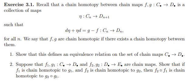 Solved Exercise 3.1. Recall that a chain homotopy between | Chegg.com