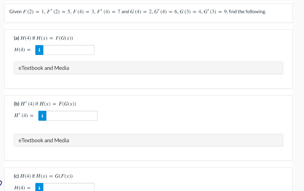 Solved Given F(2)=1,F′(2)=5,F(4)=3,F′(4)=7 and | Chegg.com
