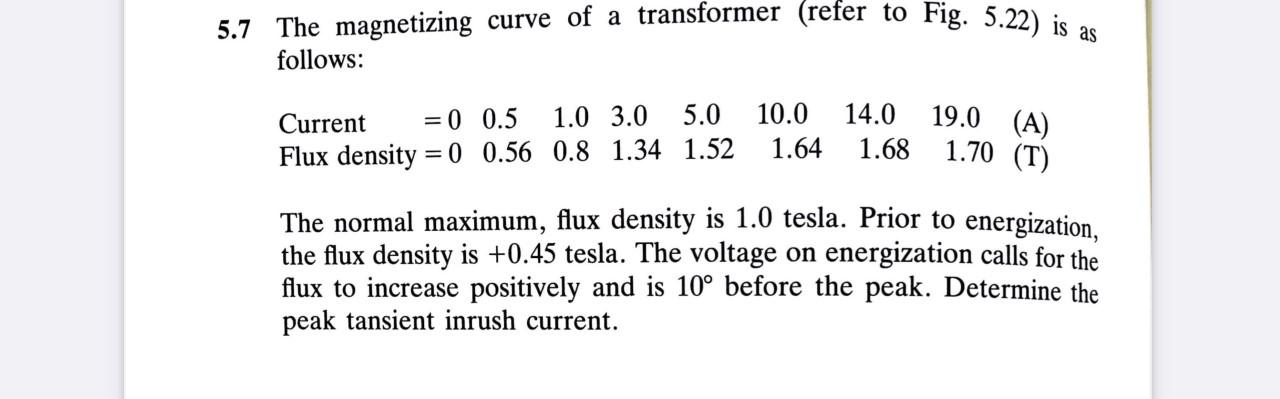5.7 The magnetizing curve of a transformer (refer to | Chegg.com