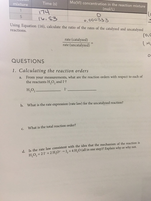Solved 2 Effect Of Temperature Reaction Mixture Time S