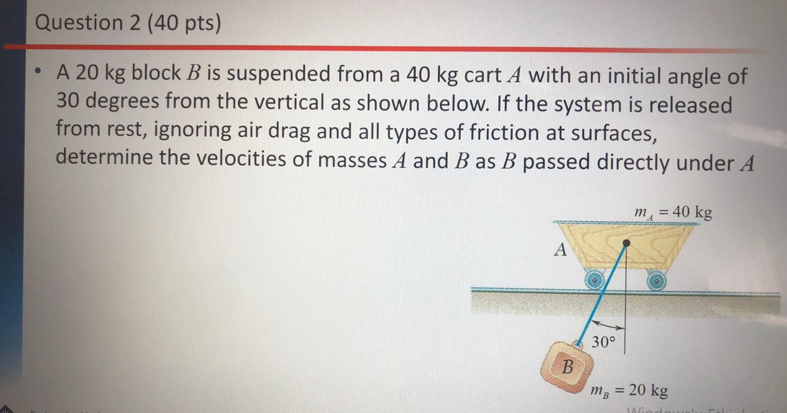 Solved Question 2 (40 pts) A 20 kg block B is suspended from | Chegg.com