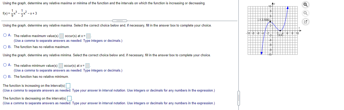 Solved Using the graph, determine any relative maxima or | Chegg.com